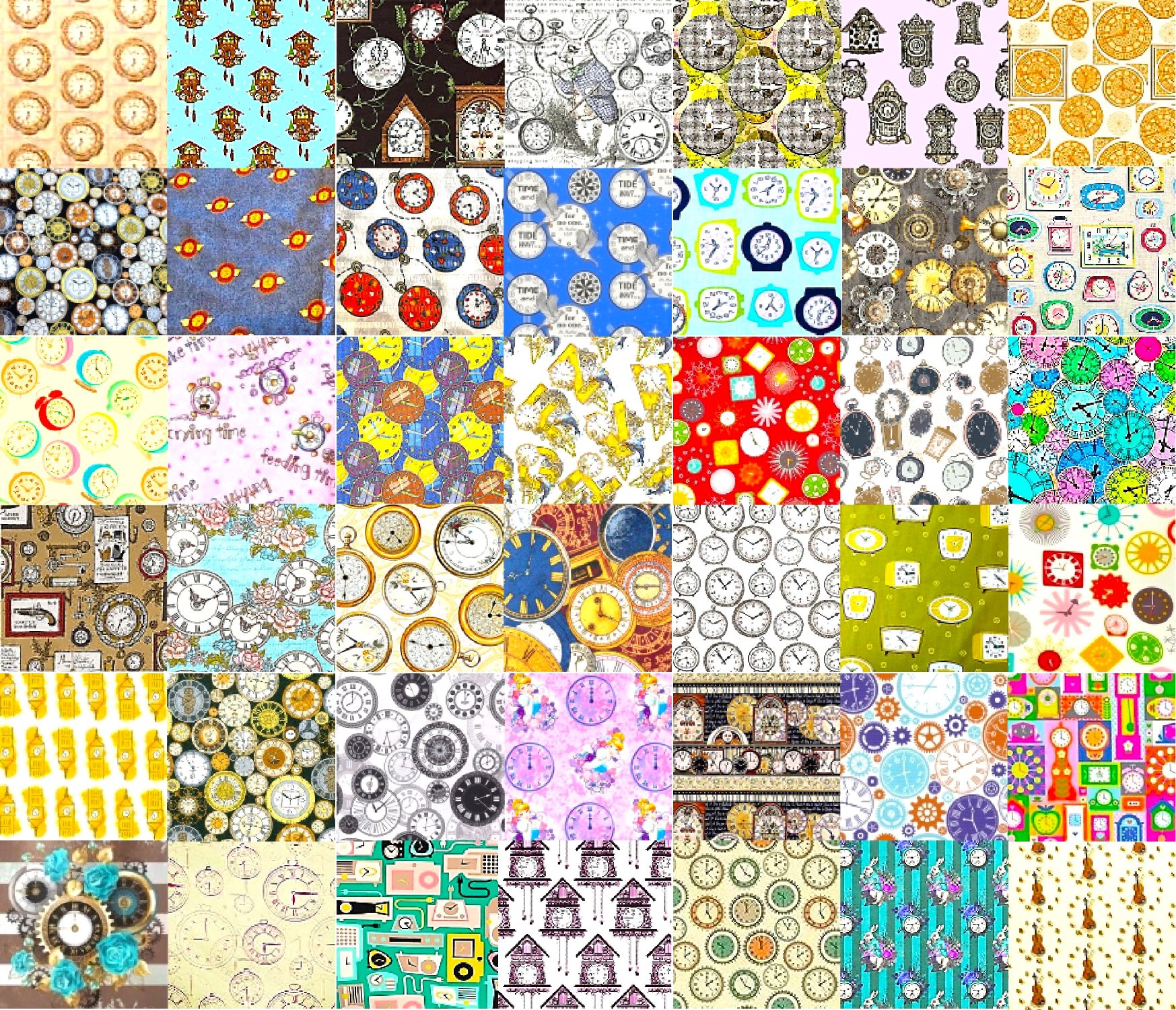 Solve PATCHWORK TINY CLOCKS jigsaw puzzle online with 255 pieces