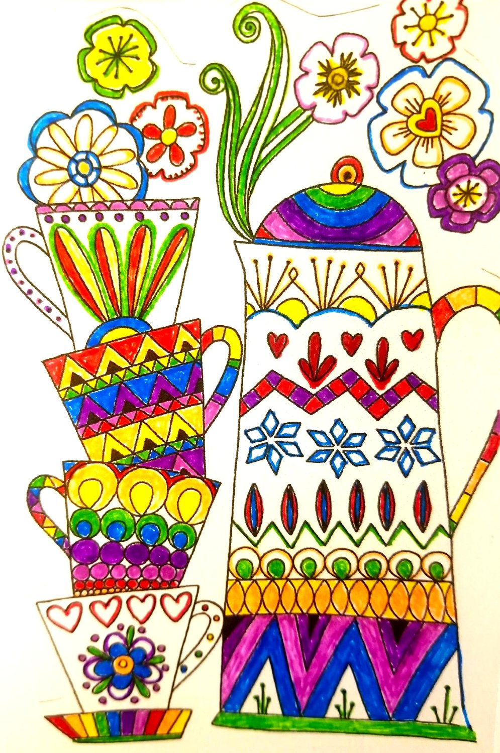 Jigsaw Puzzle | 70 pieces | Rainbow Cups and Carafe | Jigidi