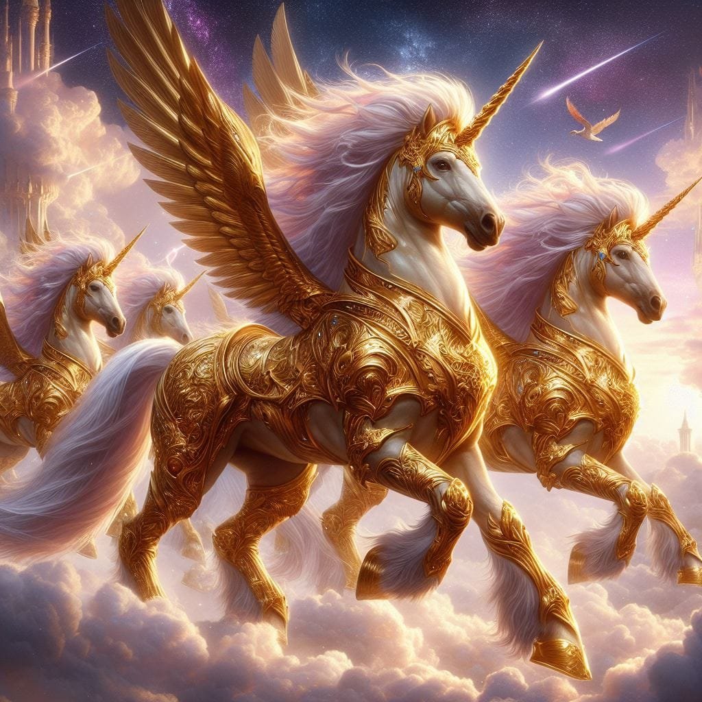 Solve Golden Pegasus jigsaw puzzle online with 64 pieces
