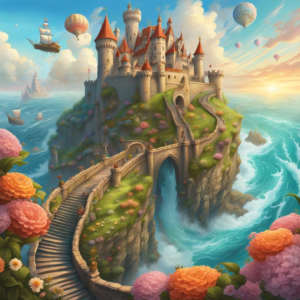 Solve a_surreal_fish_eye_view__a_castle_carved_into_a_cl_by_gerousia59 ...