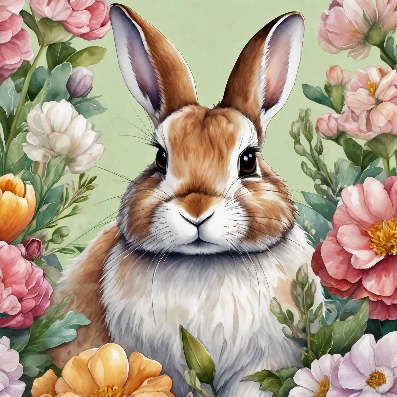 Solve Bunny and Fowers, resizable 9 to 483 pieces jigsaw puzzle online ...