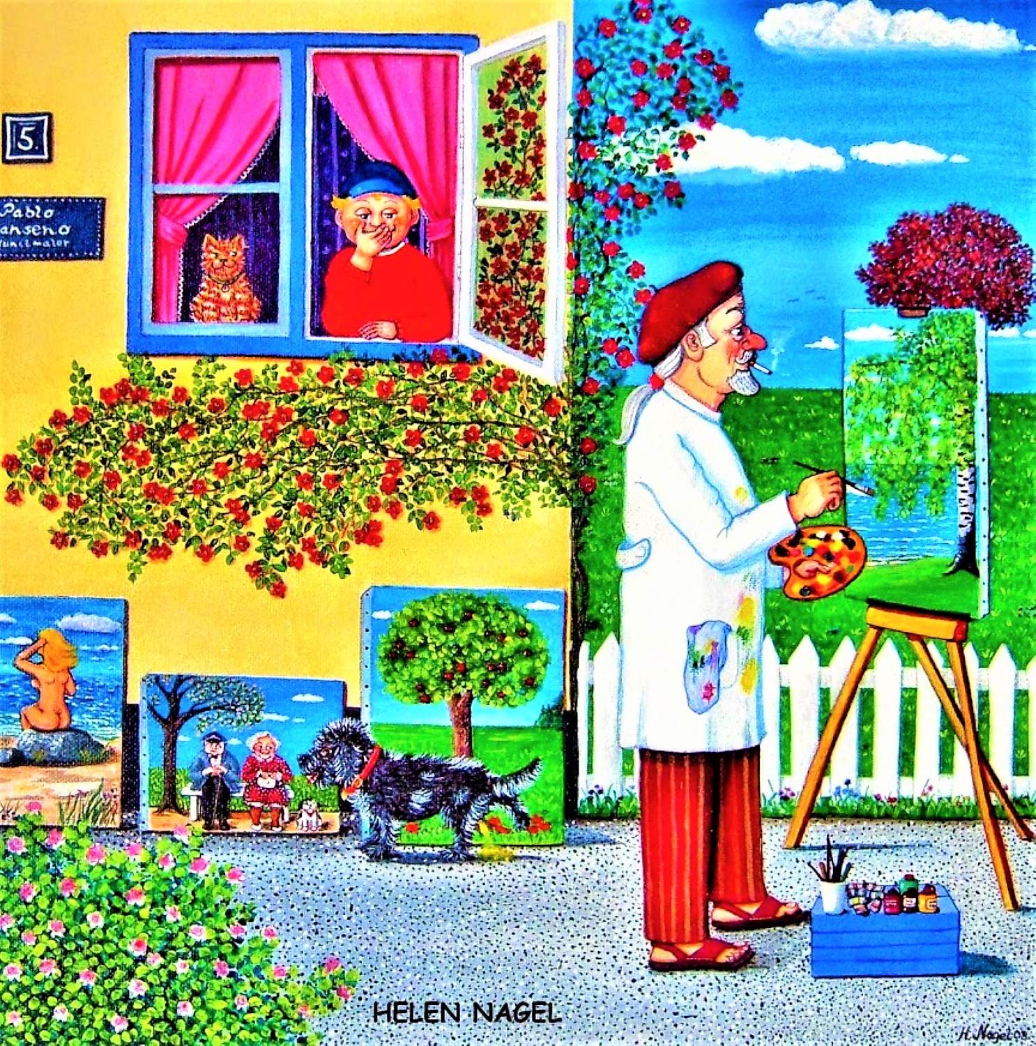 Solve Doggie Lifts a Leg jigsaw puzzle online with 144 pieces