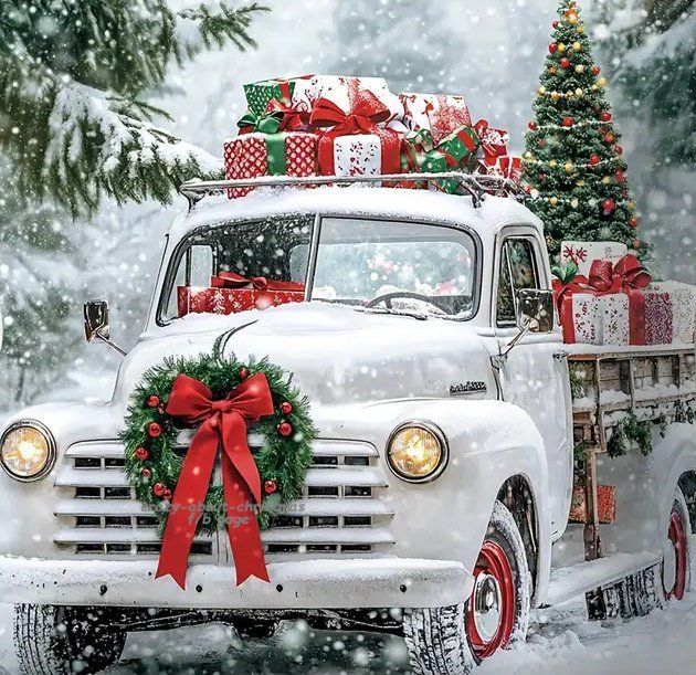 Jigsaw Puzzle | 64 pieces | White Pickup with Presents from Crazy About ...