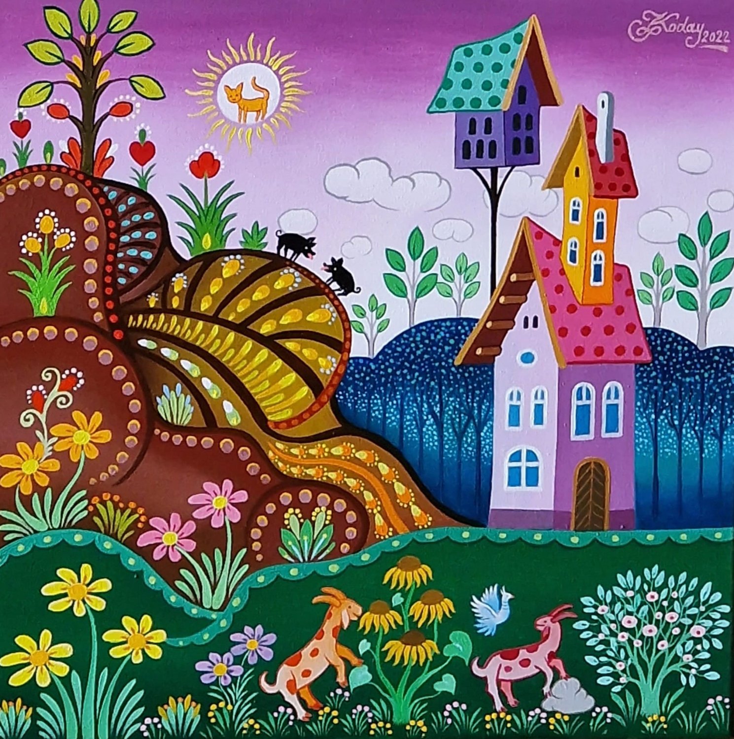 Solve purple house purple sky (resize 9 to 600) jigsaw puzzle online ...