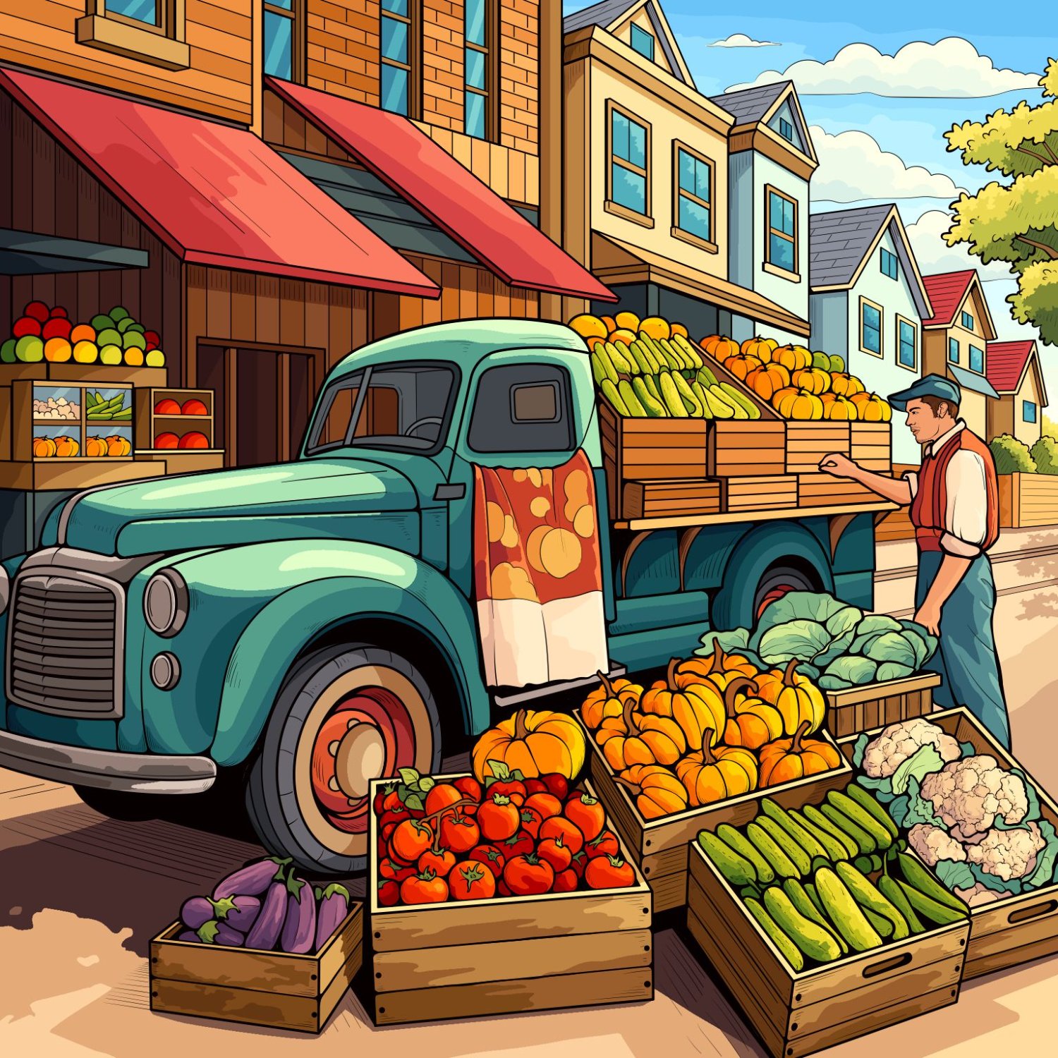 Solve Fruit and Veggie Stand jigsaw puzzle online with 81 pieces
