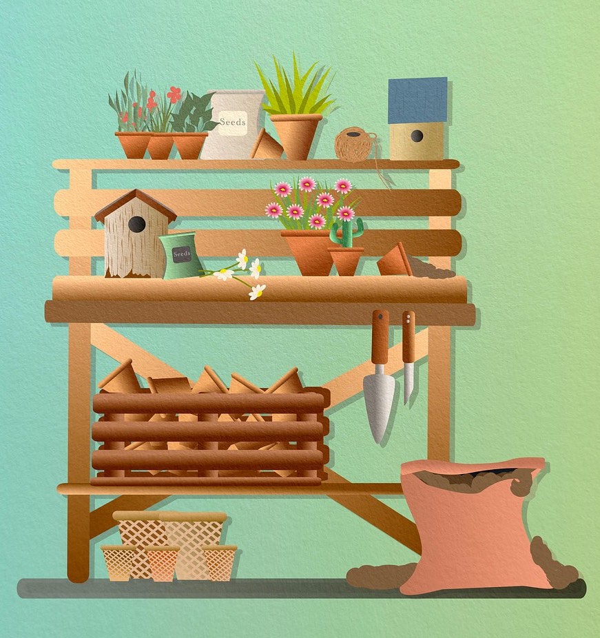 Solve A gardener's bench jigsaw puzzle online with 100 pieces