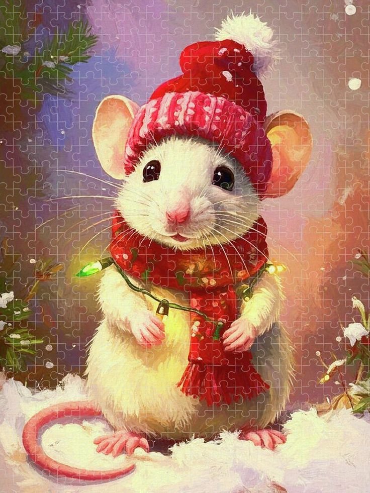 Solve Festive Mouse jigsaw puzzle online with 80 pieces