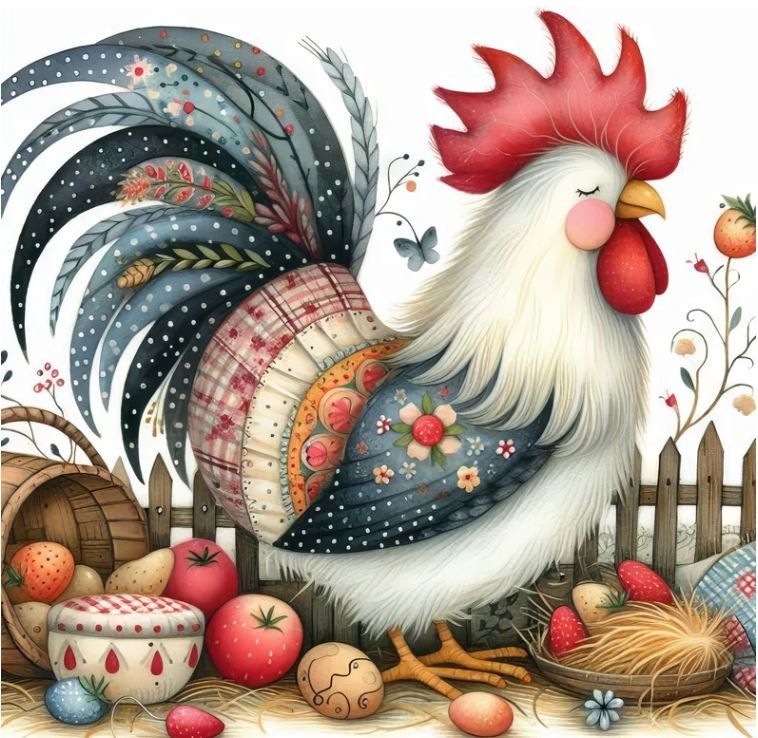 Solve Calico Rooster jigsaw puzzle online with 81 pieces