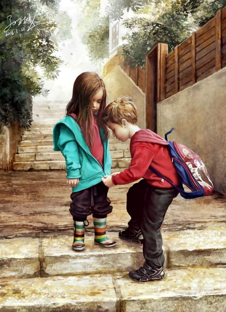 Solve portrait of sibling love jigsaw puzzle online with 140 pieces