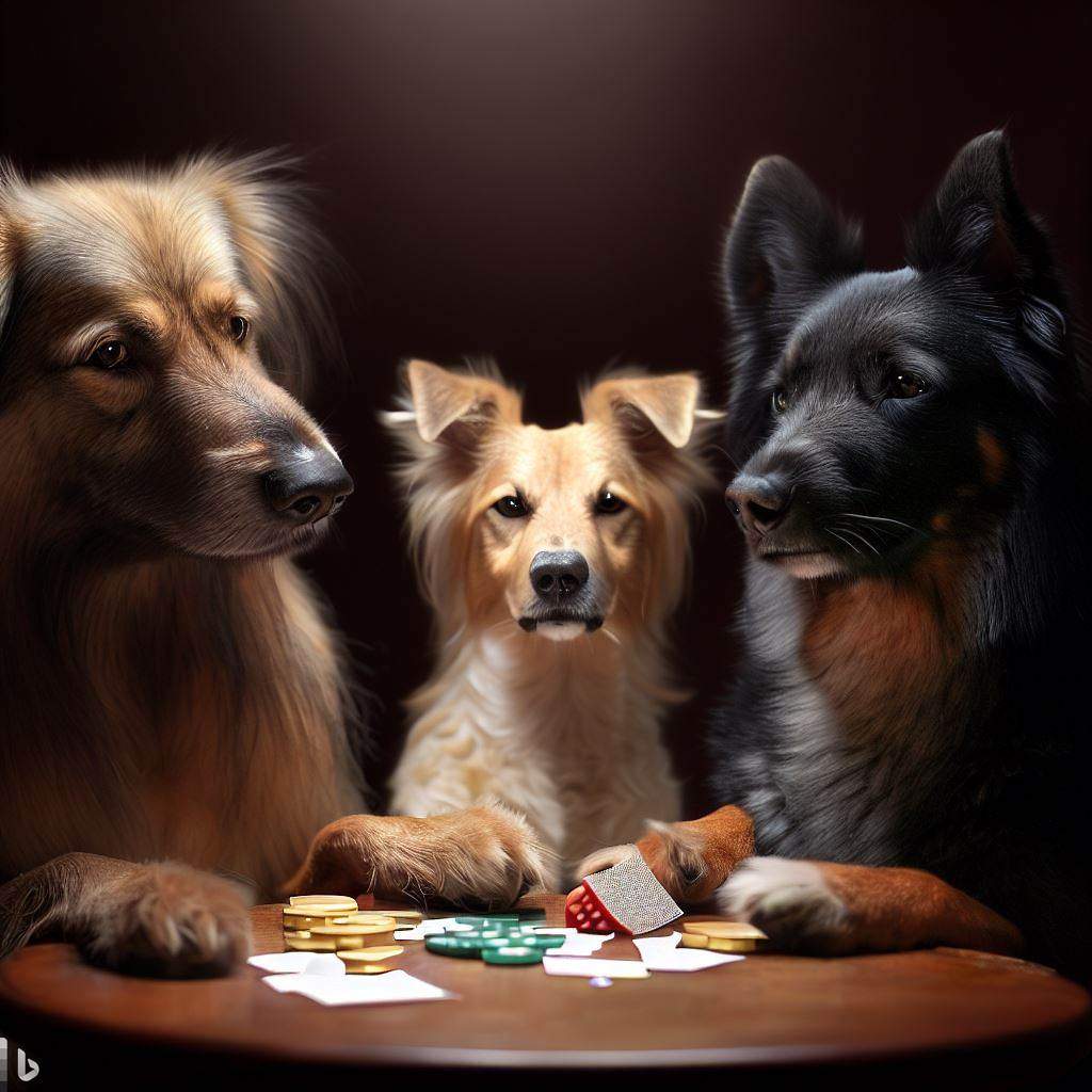 Solve AI dogs playing poker jigsaw puzzle online with 81 pieces