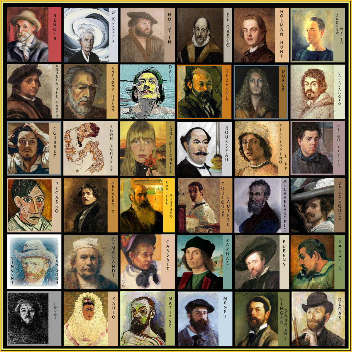 Solve 328 - artists AS art - self portraits jigsaw puzzle online with ...