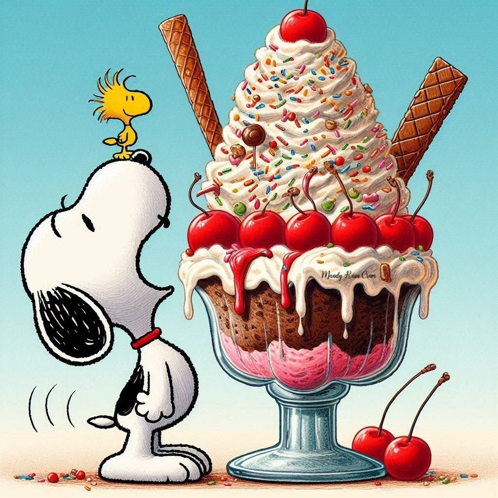 Solve Snoopy Ice Cream Sundae jigsaw puzzle online with 64 pieces