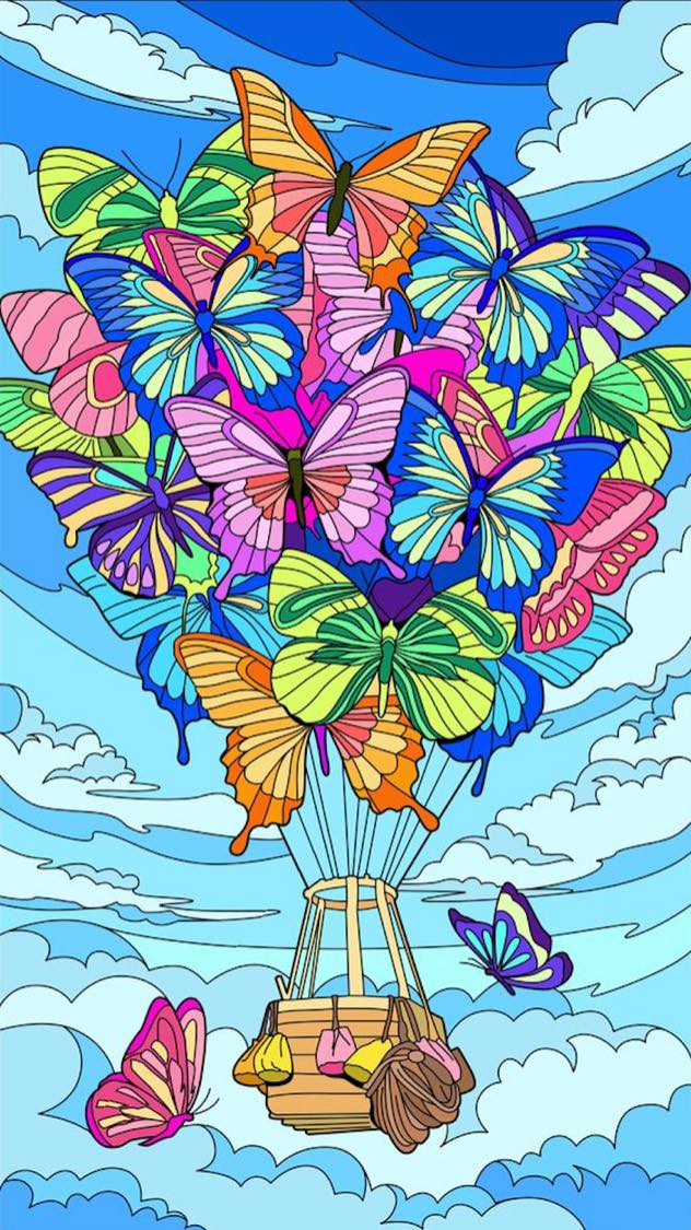 Solve "Up With Butterflies" - color art jigsaw puzzle online with 45 pieces