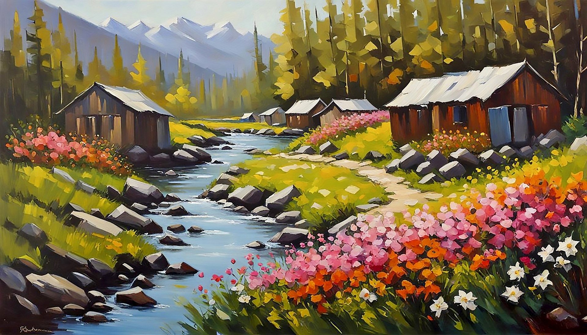 Jigsaw Puzzle | 66 pieces | Painted Woodland Landscape, resizable 15 to ...
