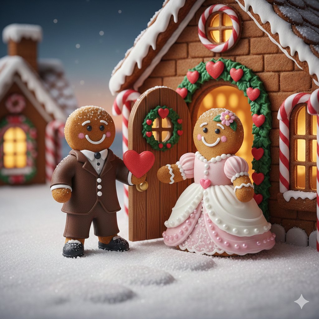 Solve Gingerbread Valentines jigsaw puzzle online with 81 pieces