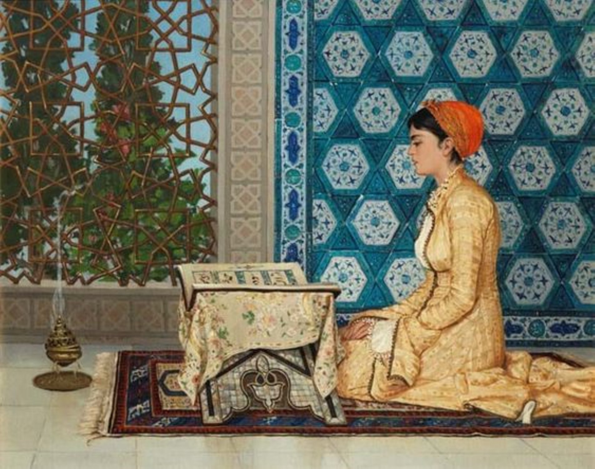 Solve Young Woman Reading ~ Osam Hamdi Bey (Turkish, 1842-1910) jigsaw ...