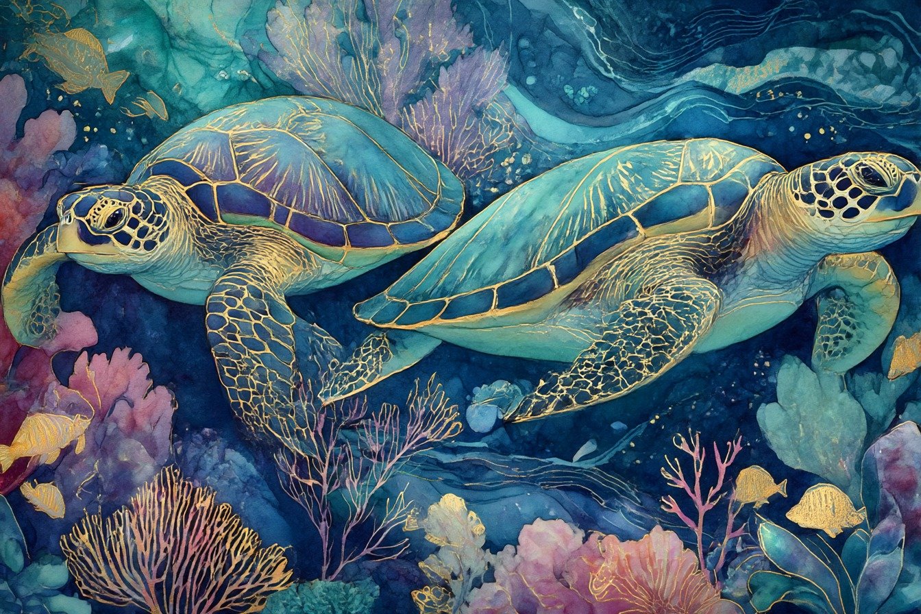 Jigsaw Puzzle | 54 pieces | sea turtles (resize 12 to 352) | Jigidi