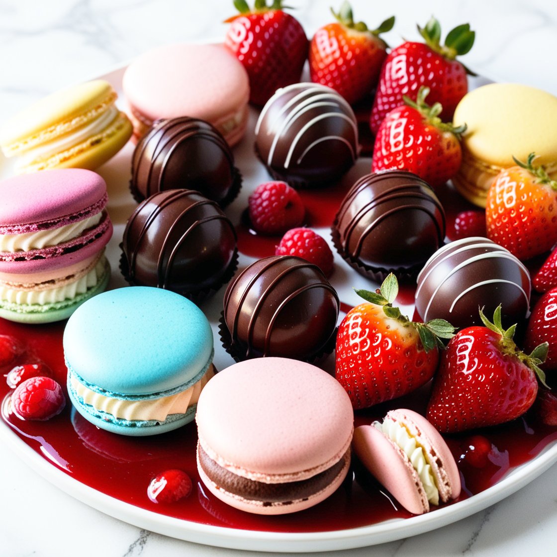 Solve An elegant mixof vibrant macarons, chocolate truffles and fresh ...