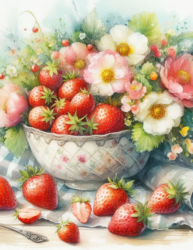 Solve Seasonal Art - Strawberries 6 (12 - 238 Pieces) jigsaw puzzle ...