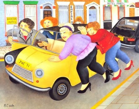 Solve Good little runner by Beryl Cook jigsaw puzzle online with 35 pieces