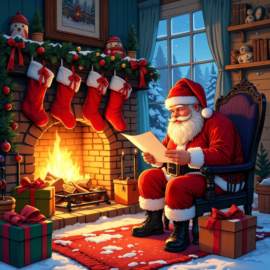 Solve Santa looking at his list and checking it twice... jigsaw puzzle ...