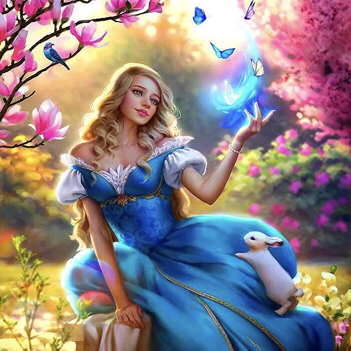 Jigsaw Puzzle | 100 pieces | Lady and forest animals | Jigidi