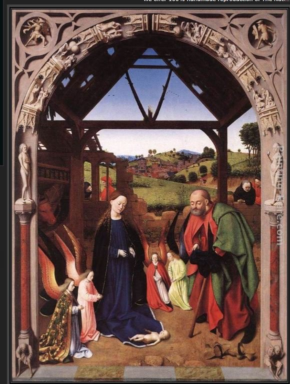 Solve The Nativity Petrus Christus (1400's) jigsaw puzzle online with 35 pieces