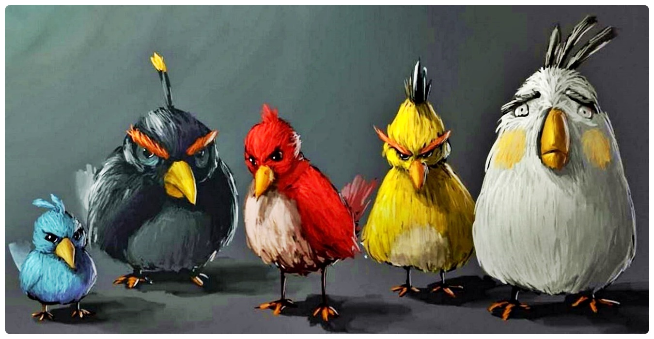 Solve Five Angry Birds jigsaw puzzle online with 242 pieces