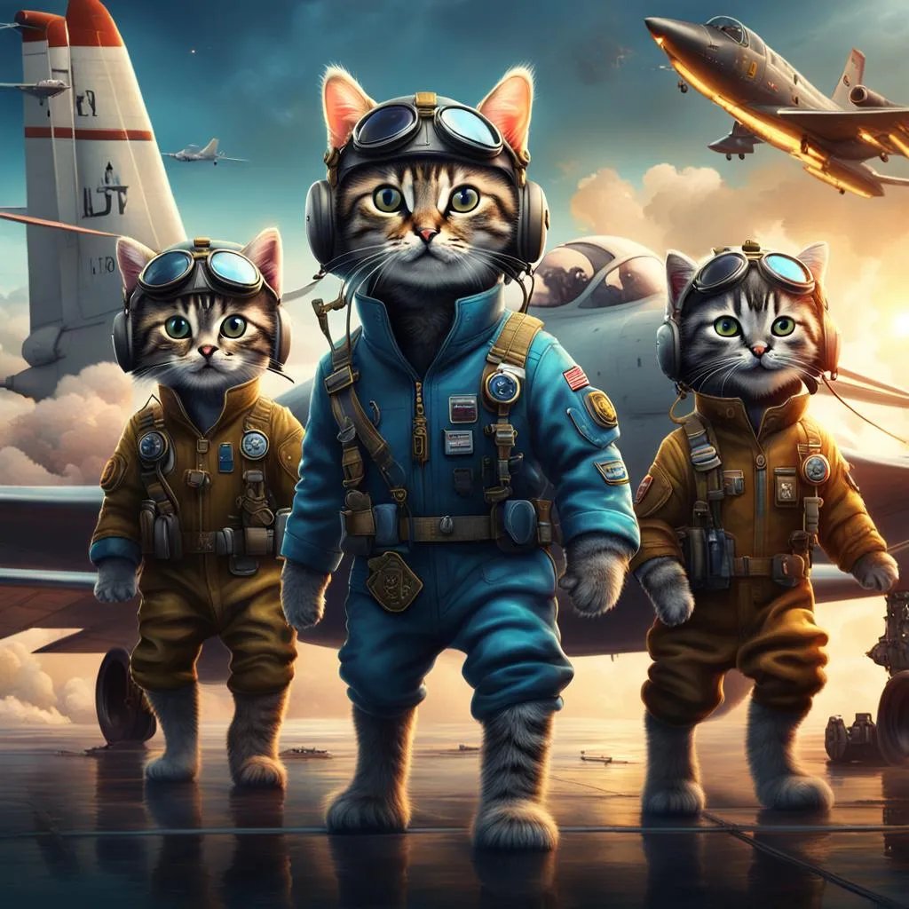 Solve Kitten Jet Pilots jigsaw puzzle online with 100 pieces