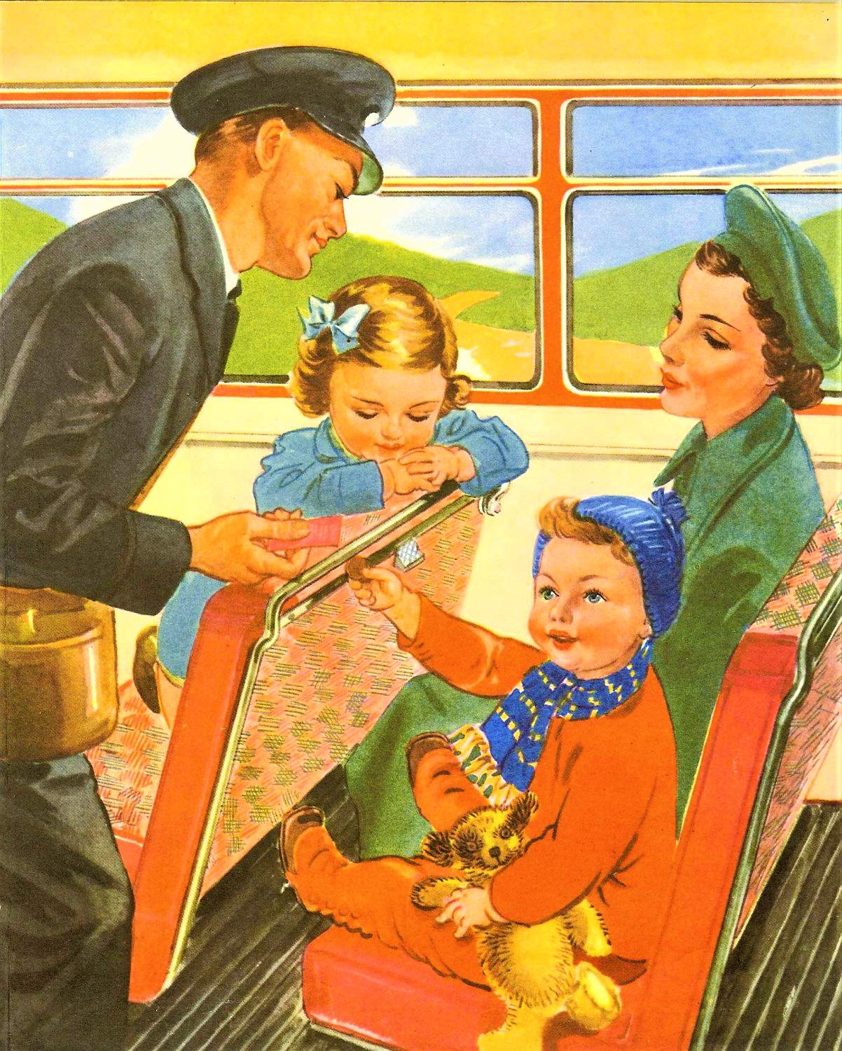 Solve The Toddler and the Bus Conductor - 1950s jigsaw puzzle online ...