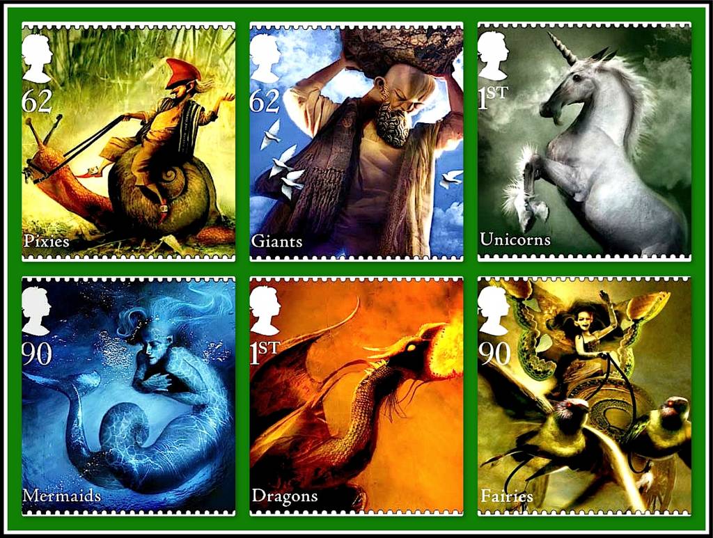 Solve THEME: Mythical Creatures - Stamps! jigsaw puzzle online with 63 ...
