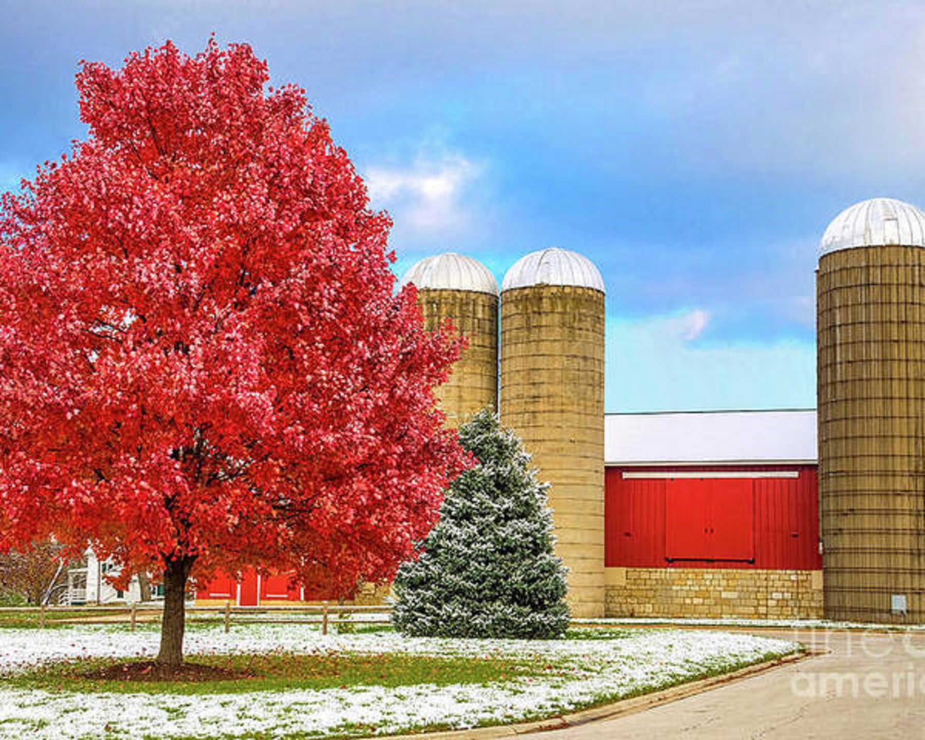 Solve John Absher - Autumn On The Farm jigsaw puzzle online with 80 pieces