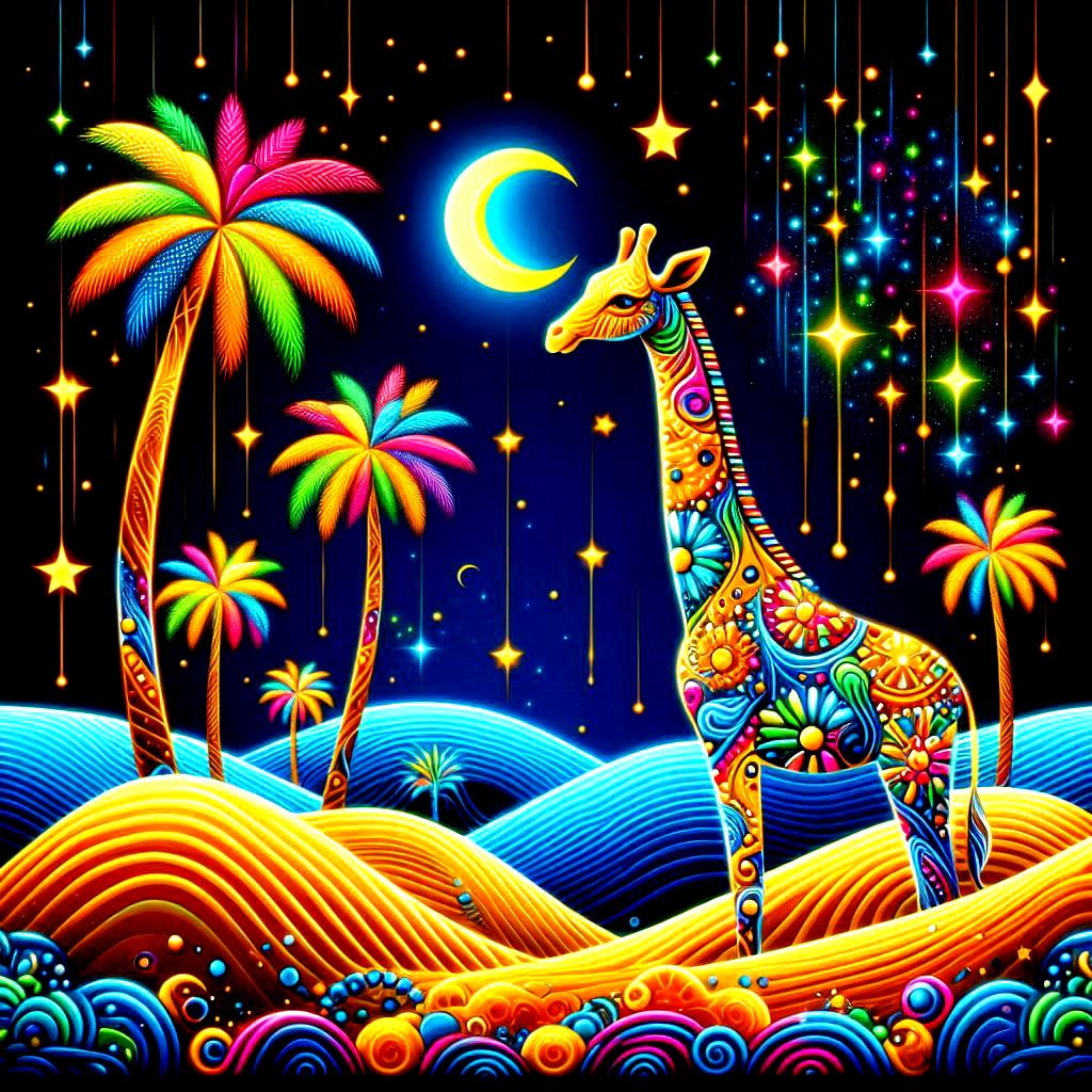 Solve Abstract Neon Girafe jigsaw puzzle online with 81 pieces