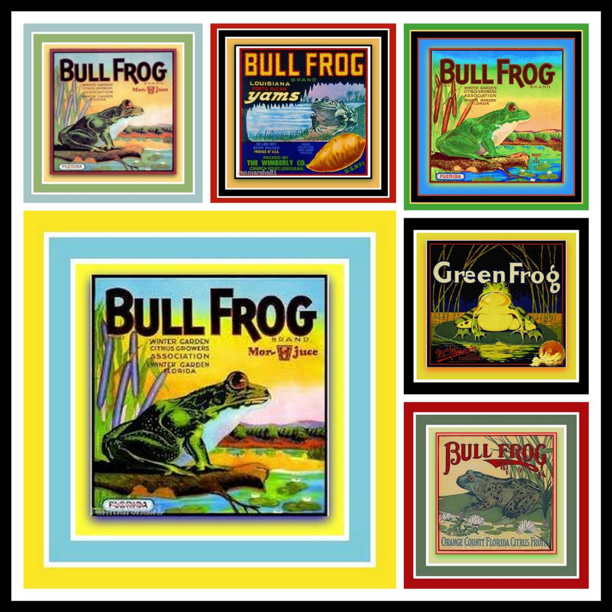 Solve Vintage Fruit Labels Depicting Frogs jigsaw puzzle online with ...
