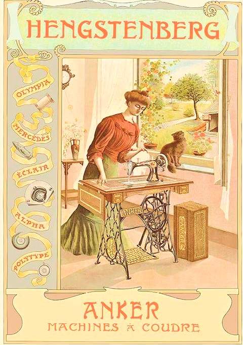 Solve Themes Vintage ads - Hengstenberg Sewing Machine ca 1910 jigsaw ...