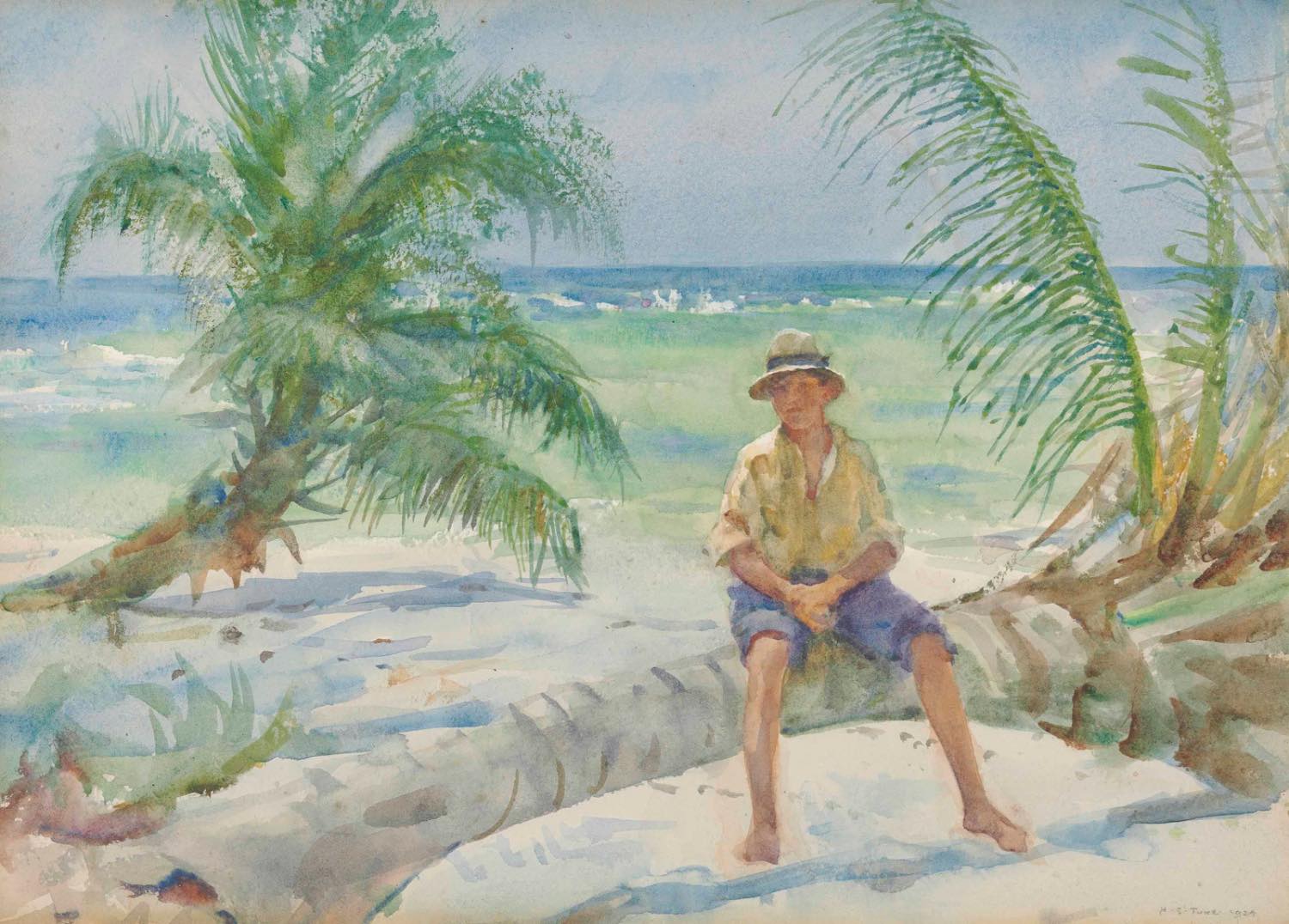Solve Henry Scott Tuke, A Boy Seated on a Palm Tree, Coral Island (1924 ...