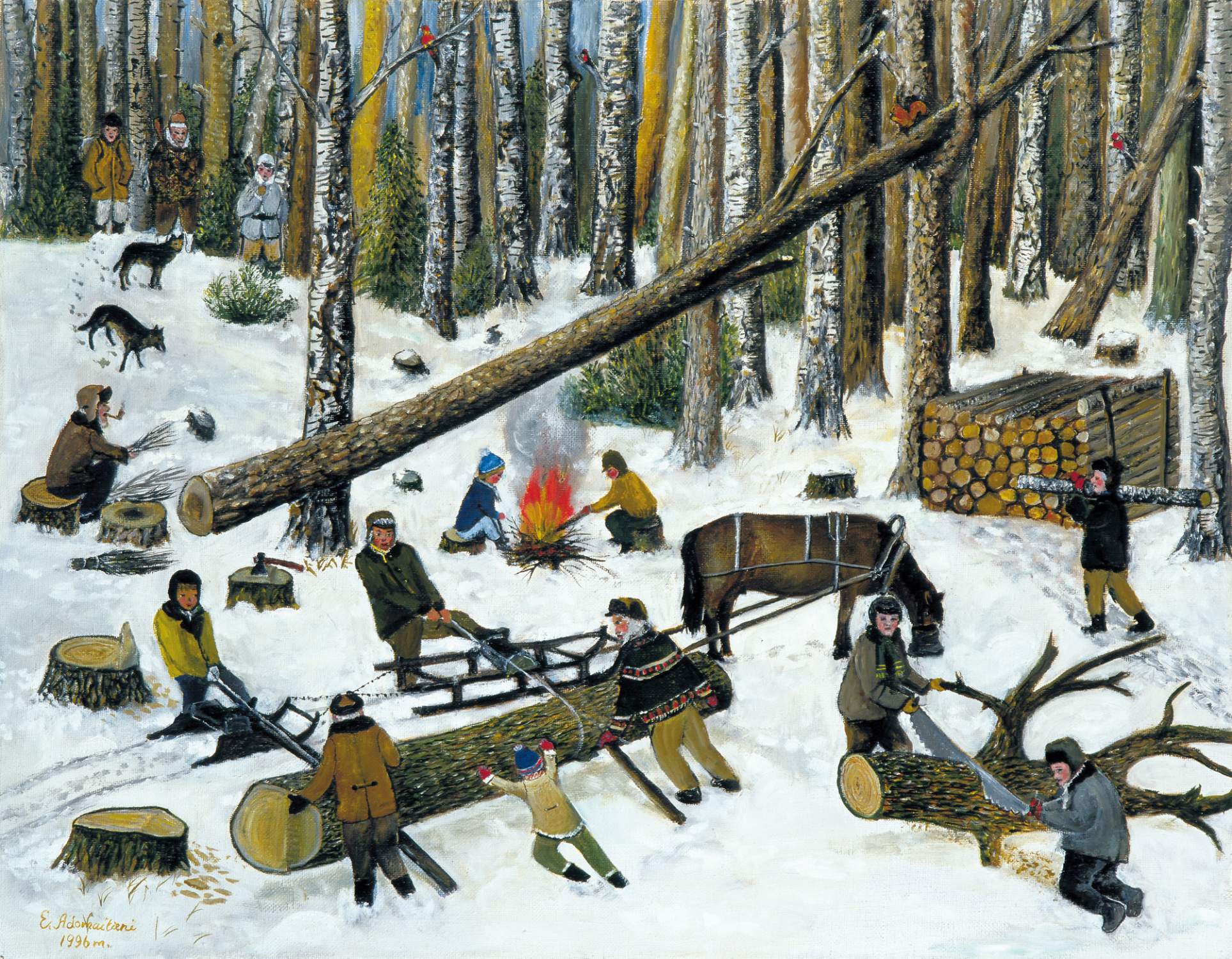 Solve Elena Adomaitienė. Miško kirtėjai (Loggers).1996. jigsaw puzzle ...