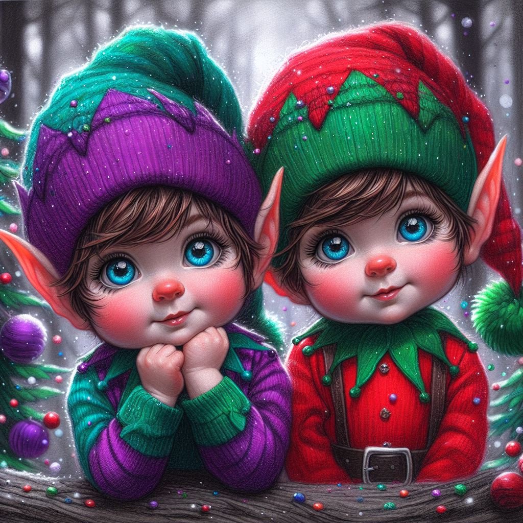 Solve Christmas Elves ( medium- graphite, style-hyperrealism) jigsaw ...