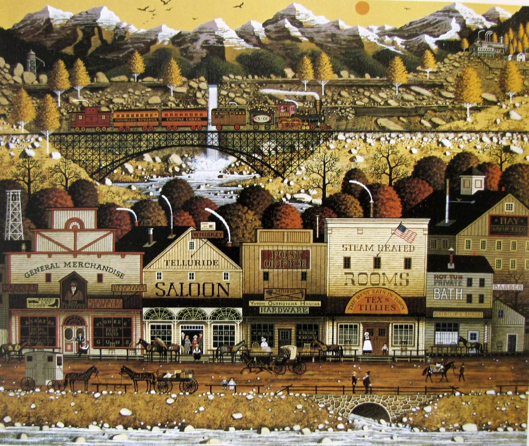 Solve Sleepy Town West {Charles Wysocki} jigsaw puzzle online with 168 pieces