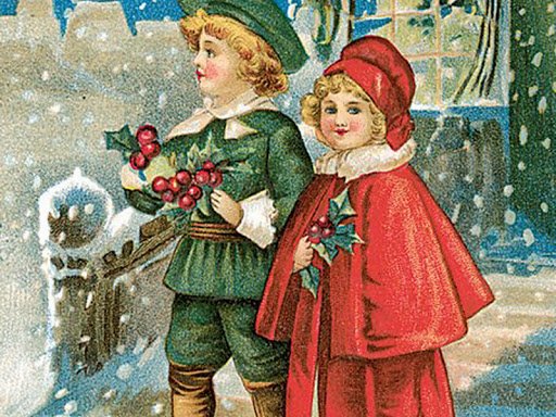 Solve Christmas - Vintage Christmas Card, art by Louis Prang jigsaw ...