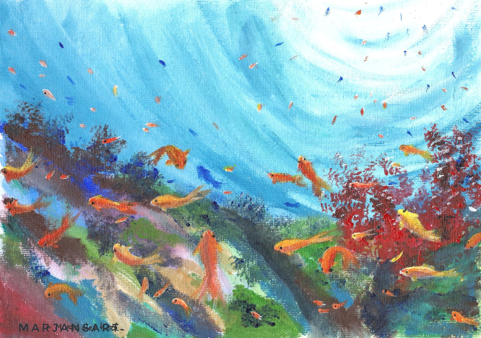 Solve "Fishes and Reef" original acrylic painting jigsaw puzzle online ...