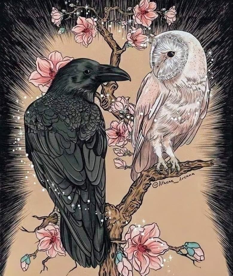 Solve Raven and Owl jigsaw puzzle online with 143 pieces