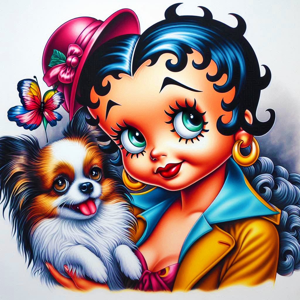 Solve Betty Boop and her Papillon dog Daisy jigsaw puzzle online with ...