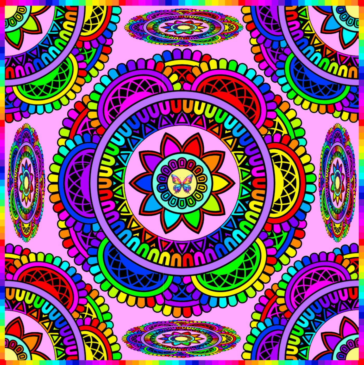 Solve Mandala Rainbow 21 jigsaw puzzle online with 49 pieces