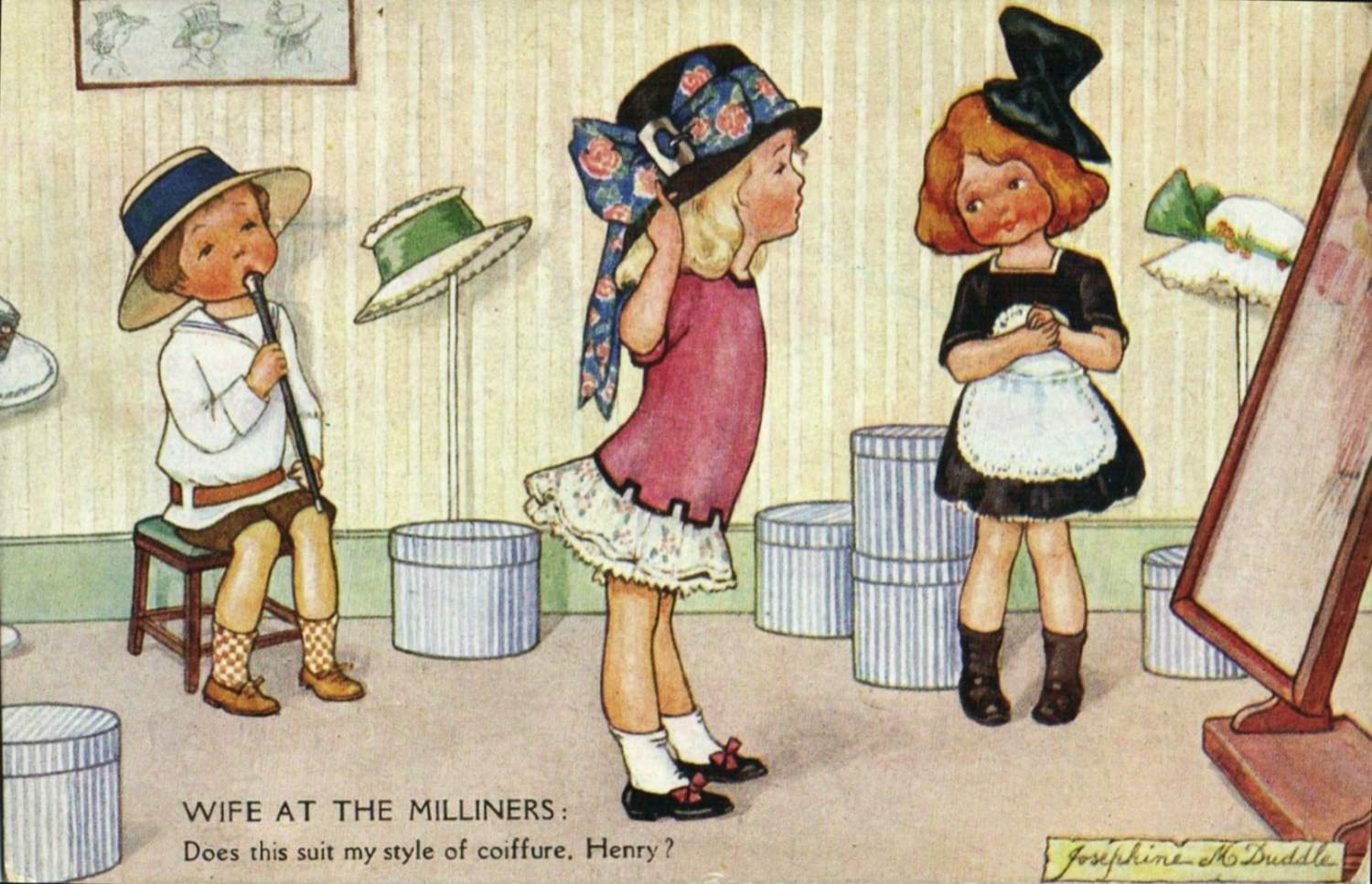 Solve Wife at the Milliners, postcard, by Josephine Matley Duddle ...