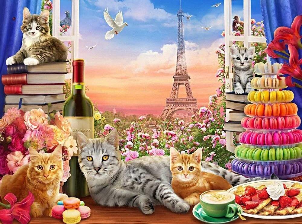 Solve Paris Cats #4 jigsaw puzzle online with 88 pieces