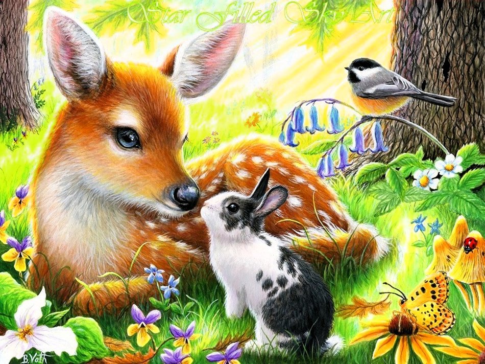 Solve Friends in the Forest jigsaw puzzle online with 140 pieces