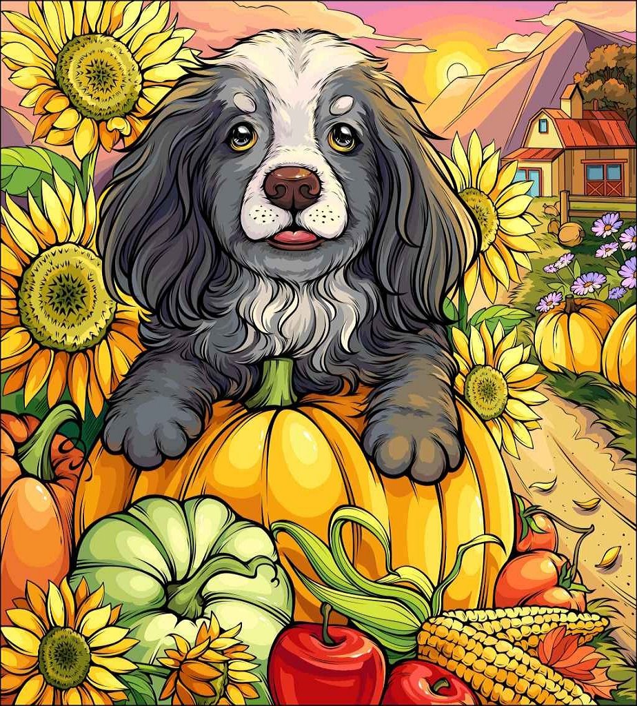 Solve Pup and Pumpkin jigsaw puzzle online with 255 pieces