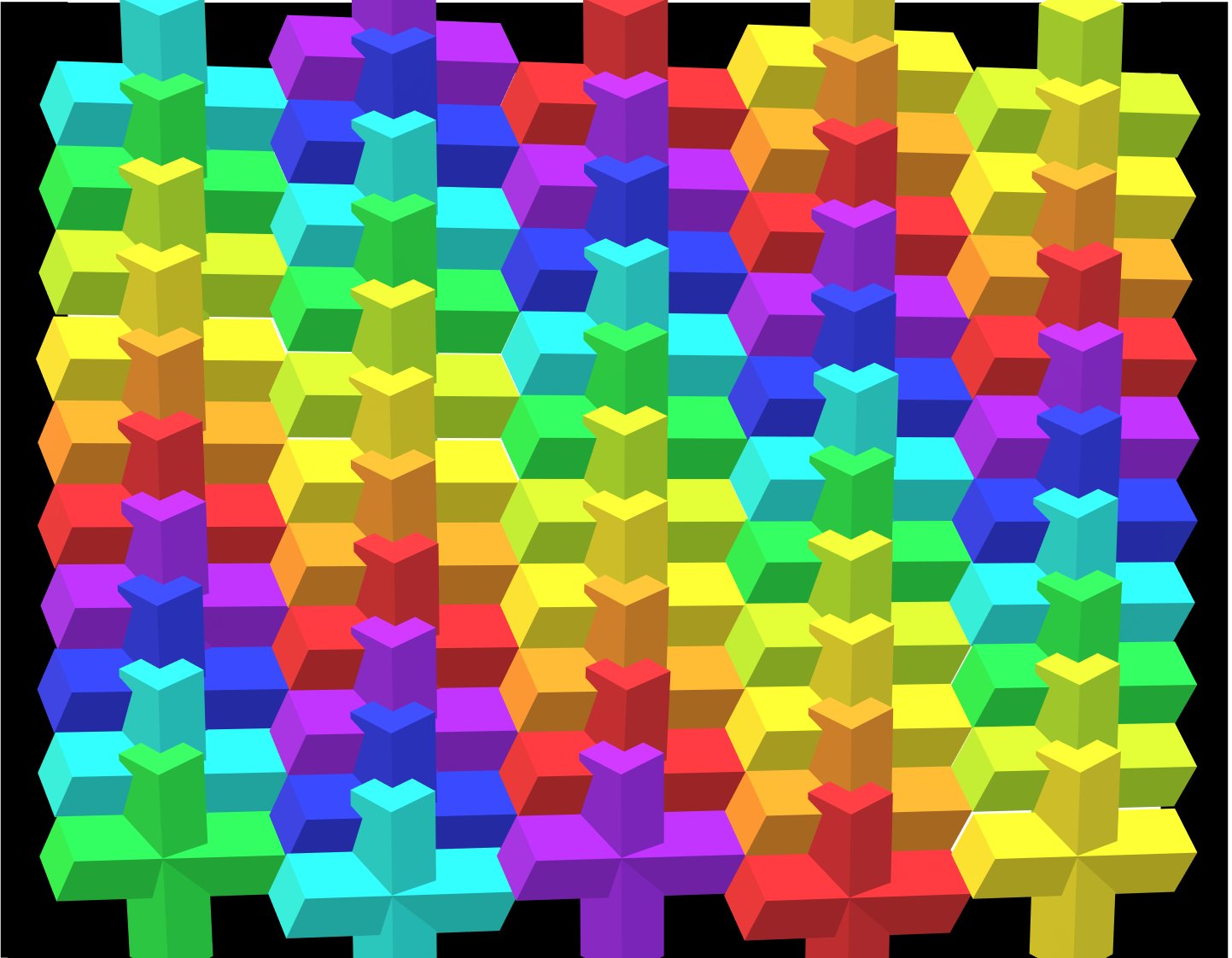 Solve 3d Rainbow Shapes jigsaw puzzle online with 48 pieces