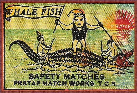 Solve Whale Fish Matchbook Art jigsaw puzzle online with 54 pieces